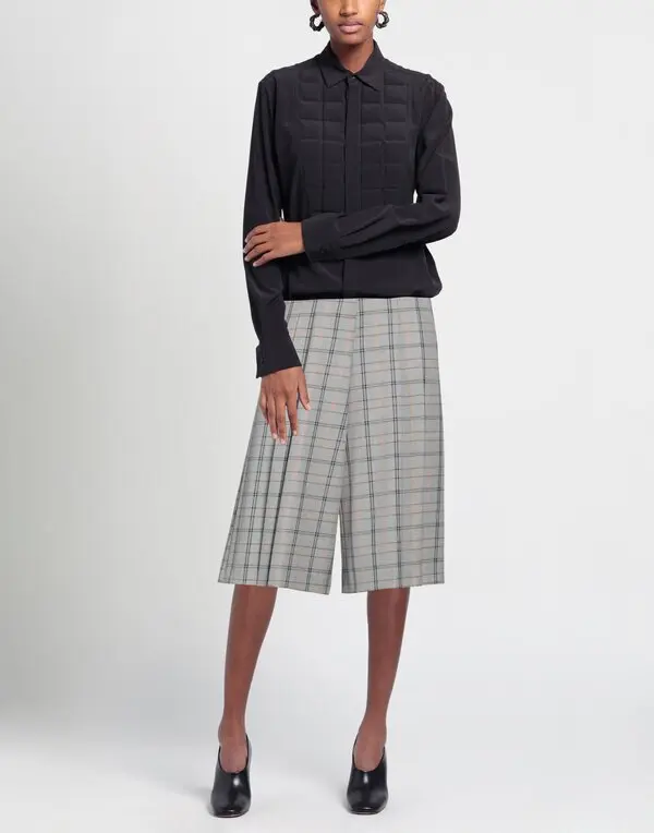 SEMICOUTURE Wide Leg Tartan Pants - Grey