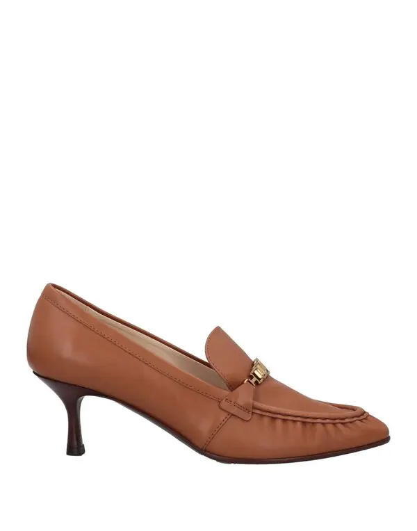 TOD'S Leather Loafers With Metal Applications - Tan