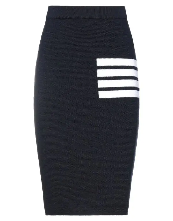 Thom Browne Midi Skirt In Virgin Wool And Polyamide - Blue