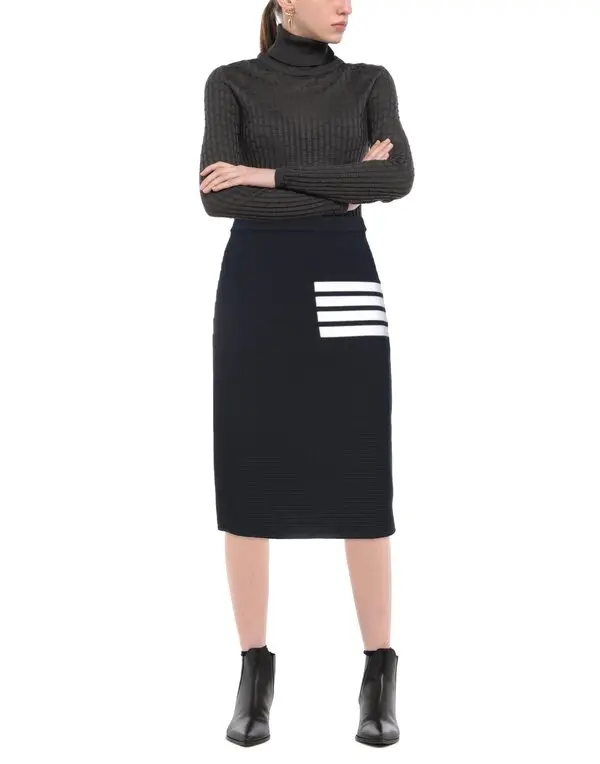 Thom Browne Midi Skirt In Virgin Wool And Polyamide - Blue