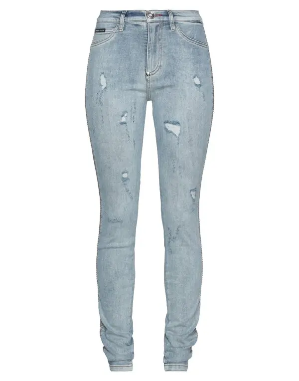Philipp Plein Jeans In Denim With Appliqués And Crystals