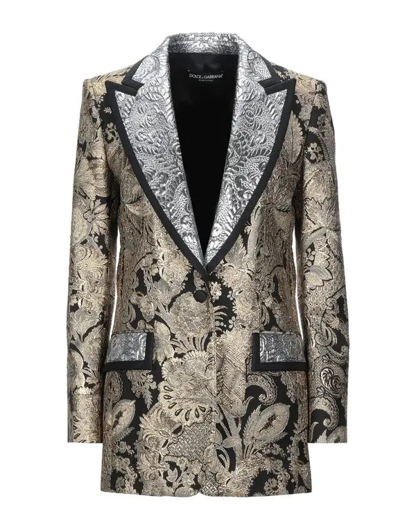Dolce & Gabbana Blazer Size Synthetic Fibers, Polyamide, Silk, Metallic Fiber, Cotton