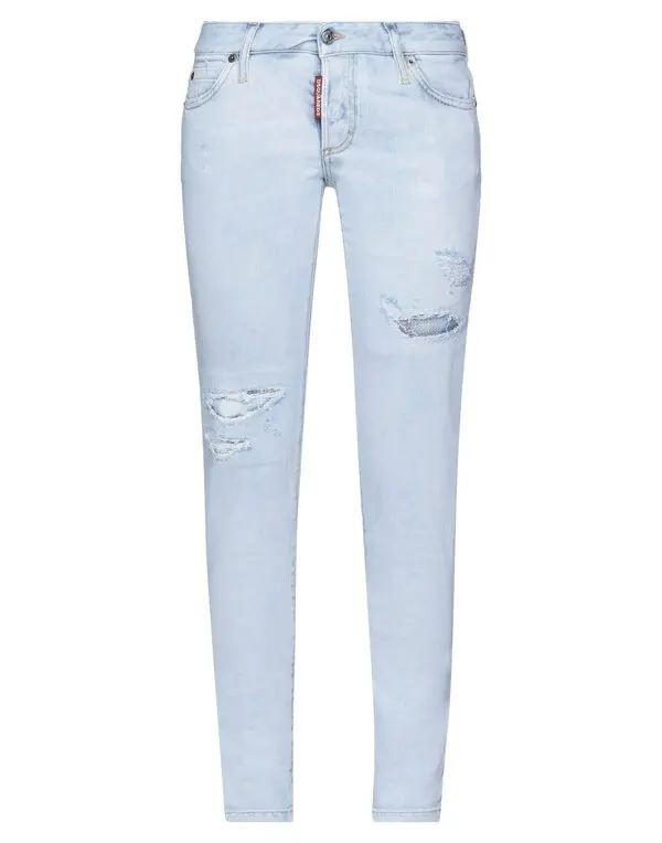 Dsquared2 Denim Skinny Jeans With Leather Trims