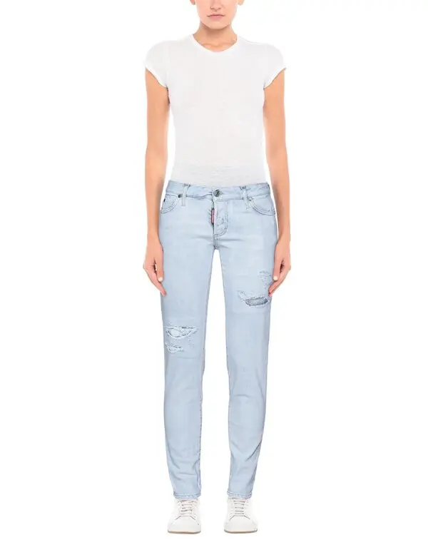 Dsquared2 Denim Skinny Jeans With Leather Trims