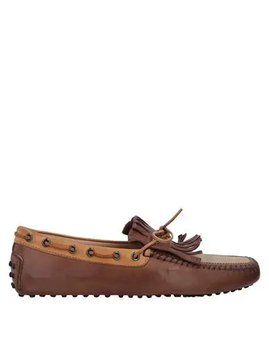 TOD'S Leather Loafers With Textile Fibers - Brown