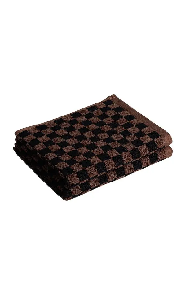 BAINA Josephine Hand Towel Set In Brown - Tabac & Noir