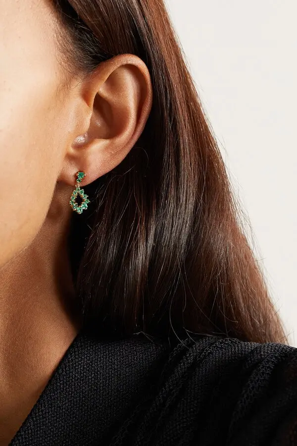 SUZANNE KALAN 18-karat Drop Emerald Earrings - Gold