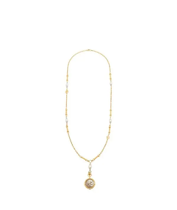 BEN-AMUN Long Necklace With Coin Pendant - Gold