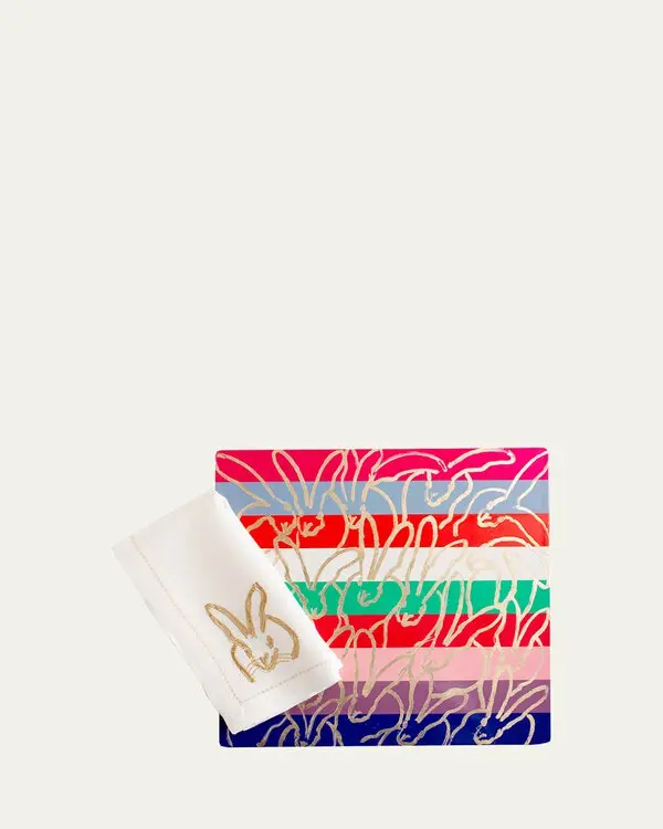 HUNT SLONEM Banded Bunny Gold Leaf & Lacquer Placemat - Multi