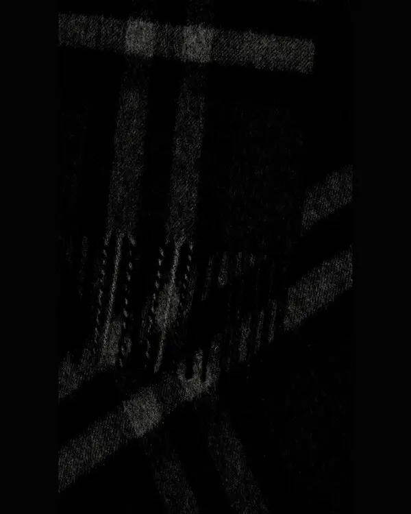 Burberry Classic Check Cashmere Fringe Scarf - Charcoal
