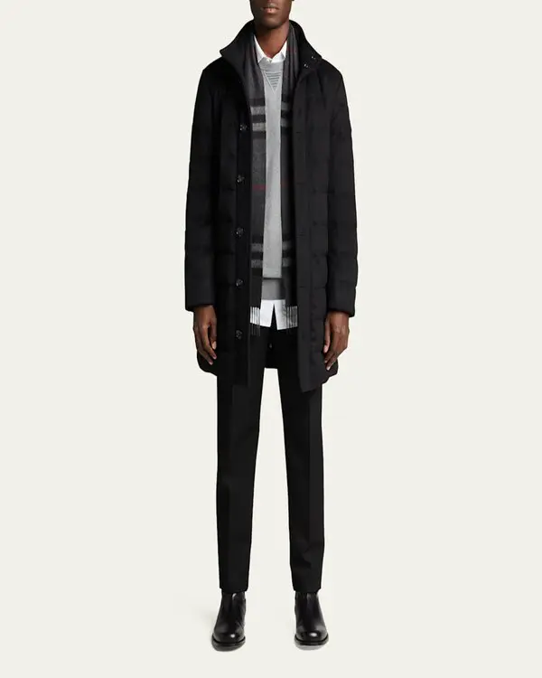Burberry Classic Check Cashmere Fringe Scarf - Charcoal