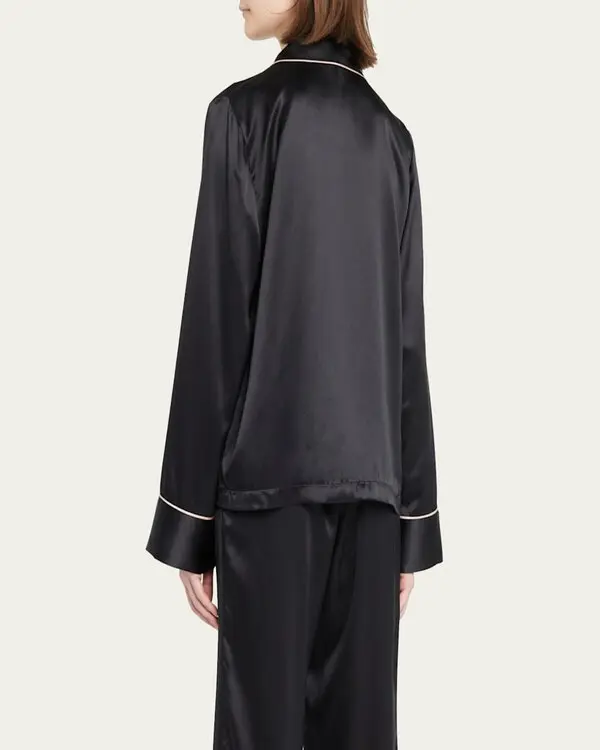 Kiki De Montparnasse Kiki Button-down Silk Lounge Top