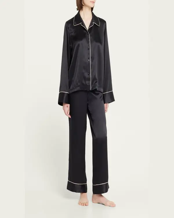 Kiki De Montparnasse Kiki Button-down Silk Lounge Top