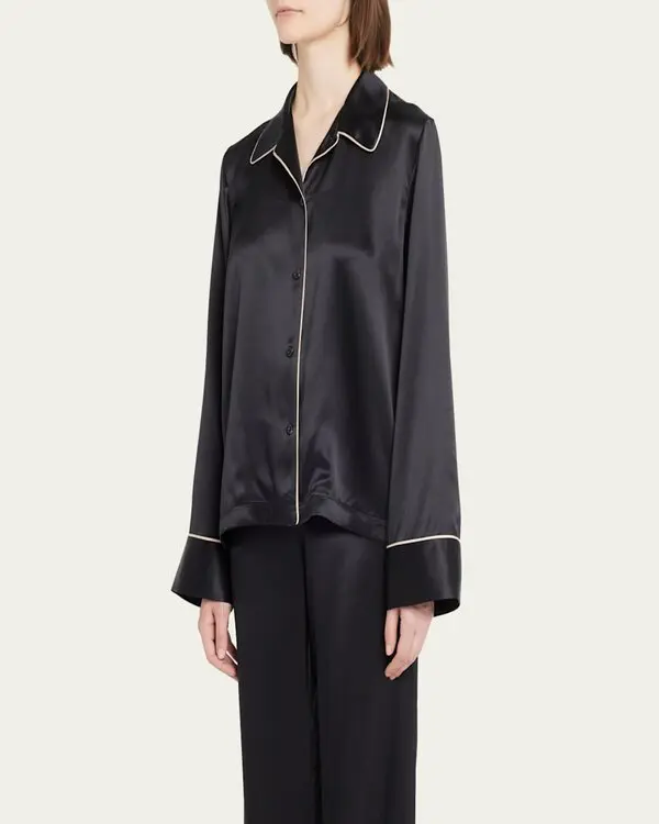 Kiki De Montparnasse Kiki Button-down Silk Lounge Top