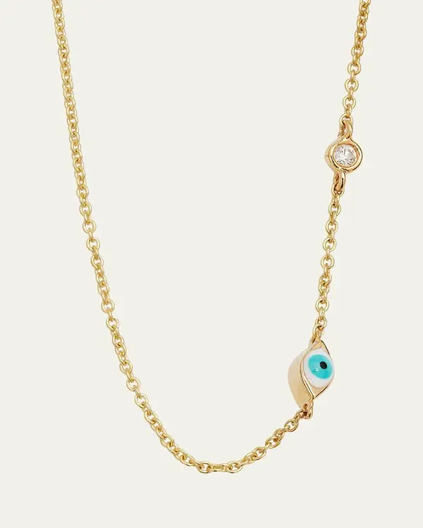 SYDNEY EVAN 14k Gold Evil Eye Necklace With Diamond - Yellow Gold