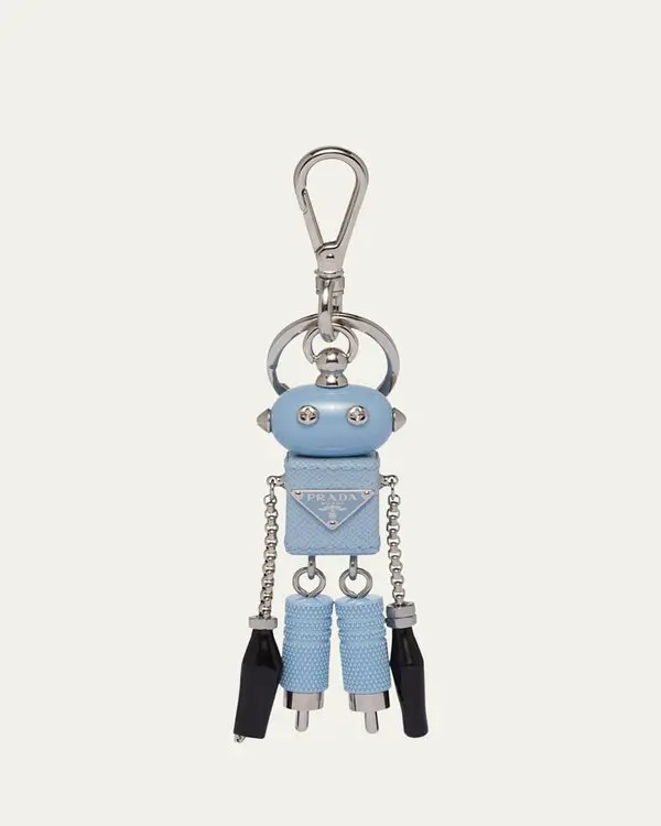 Prada Saffiano Leather Edward Trick Robot Keychain