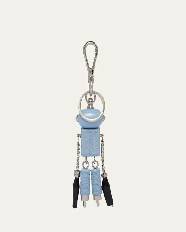 Prada Saffiano Leather Edward Trick Robot Keychain