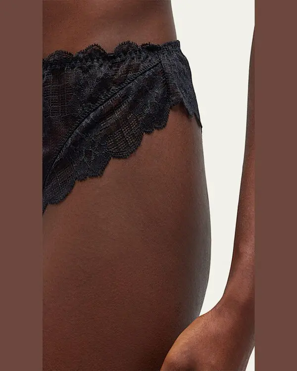 Simone Perele Reve Scalloped Lace Tanga - Black
