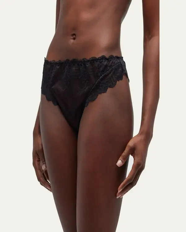Simone Perele Reve Scalloped Lace Tanga - Black