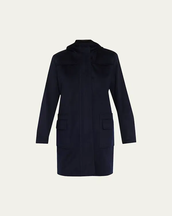 Akris Duffle Reversible Hooded Coat - Navy-black