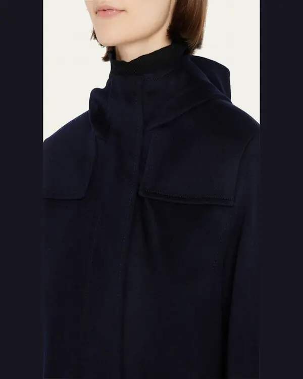 Akris Duffle Reversible Hooded Coat - Navy-black