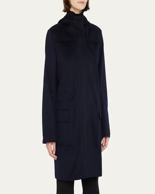Akris Duffle Reversible Hooded Coat - Navy-black