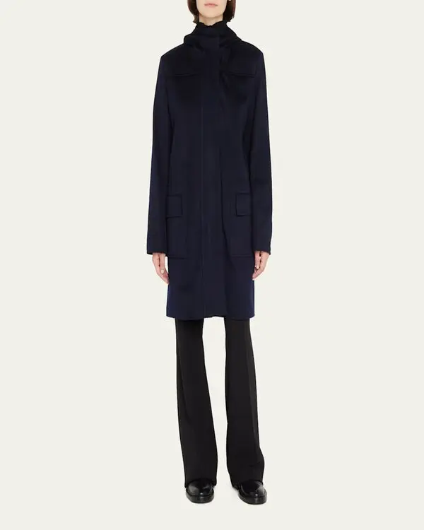 Akris Duffle Reversible Hooded Coat - Navy-black