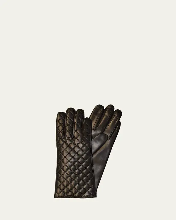GUANTI GIGLIO FIORENTINO Quilted Leather Gloves - Black Leather