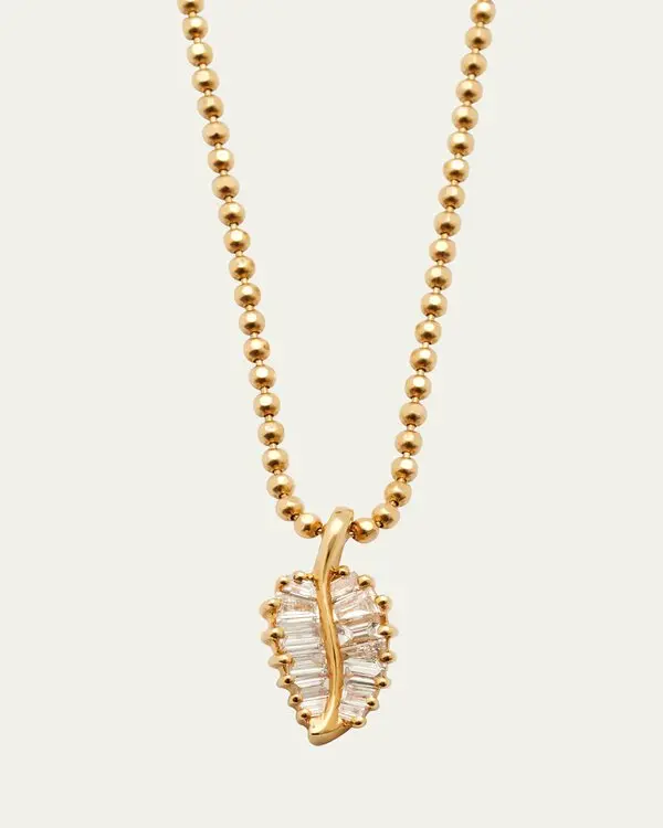 ANITA KO 18k Yellow Diamond Palm Leaf Necklace - Gold