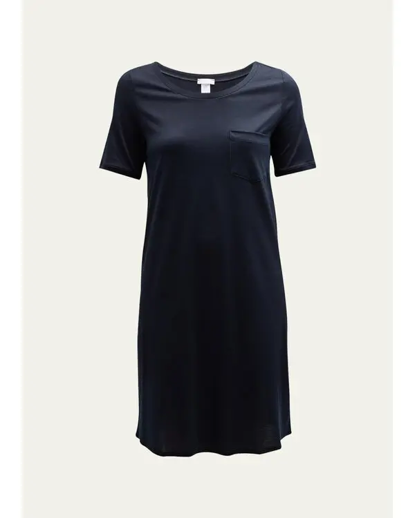 Hanro Cotton Deluxe Short-sleeve Big Sleepshirt - Black
