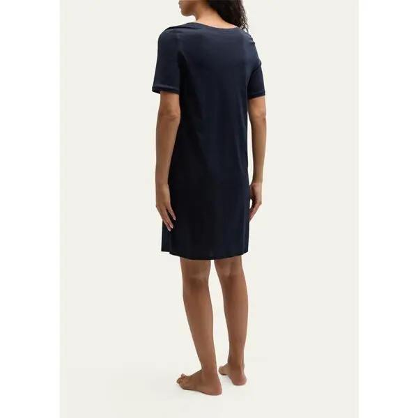 Hanro Cotton Deluxe Short-sleeve Big Sleepshirt - Black