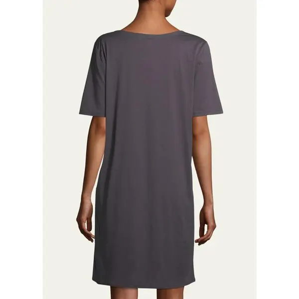 Hanro Cotton Deluxe Short-sleeve Big Sleepshirt - Black
