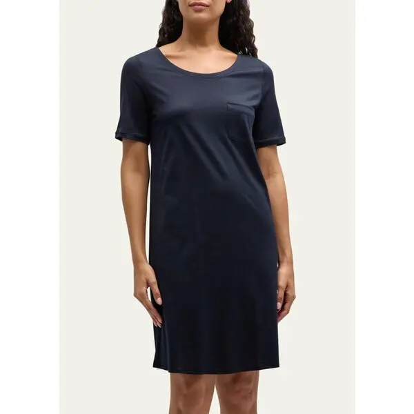 Hanro Cotton Deluxe Short-sleeve Big Sleepshirt - Black