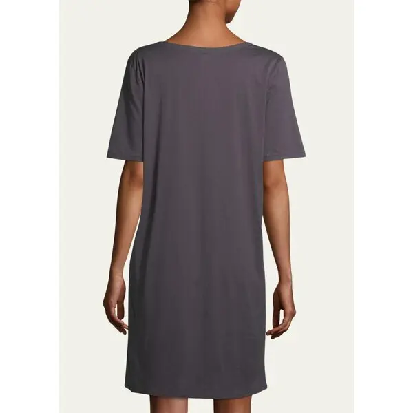 Hanro Cotton Deluxe Short-sleeve Big Sleepshirt - Black