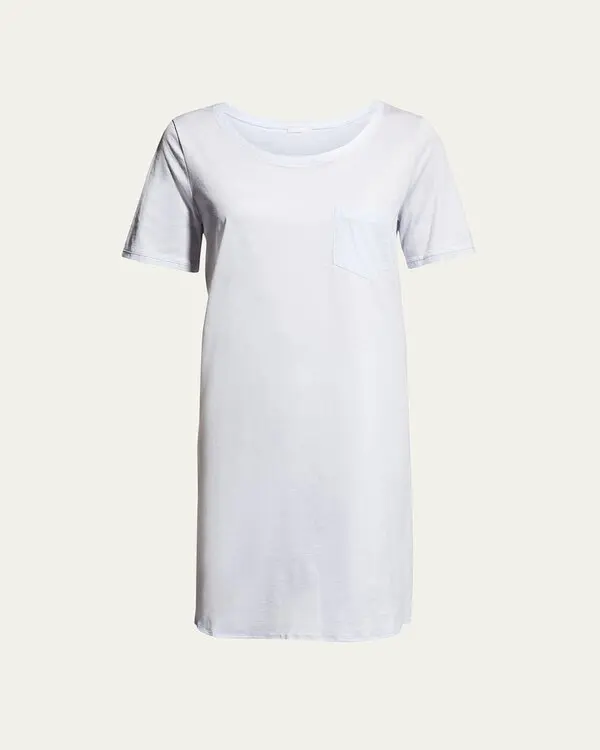 Hanro Cotton Deluxe Short-sleeve Big Sleepshirt - Blue Glow