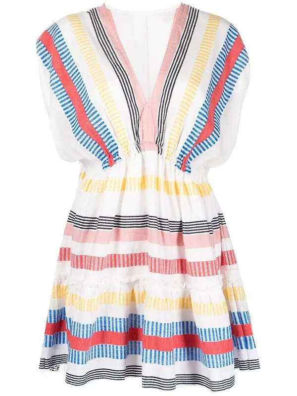 LEMLEM V-neck Striped Mini Dress - Stripe Fiesta