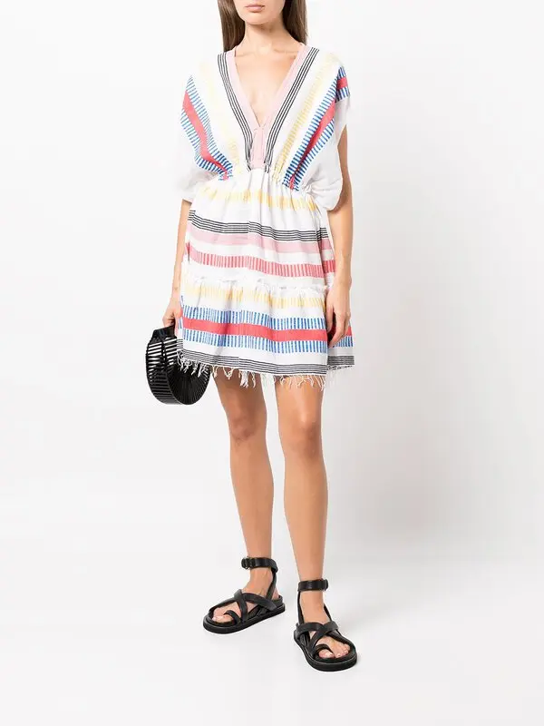 LEMLEM V-neck Striped Mini Dress - Stripe Fiesta
