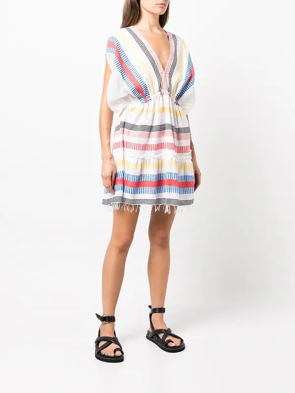 LEMLEM V-neck Striped Mini Dress - Stripe Fiesta