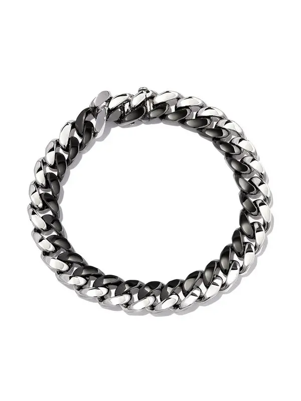 Shay 18k White And Black Gold Curb-link Bracelet - Silver