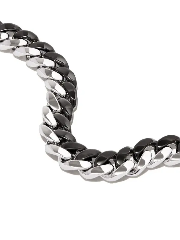 Shay 18k White And Black Gold Curb-link Bracelet - Silver