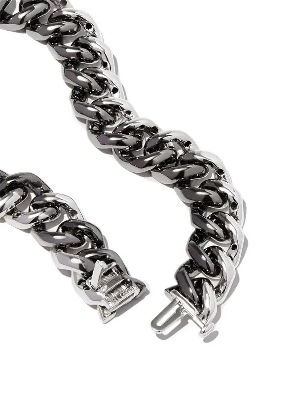 Shay 18k White And Black Gold Curb-link Bracelet - Silver