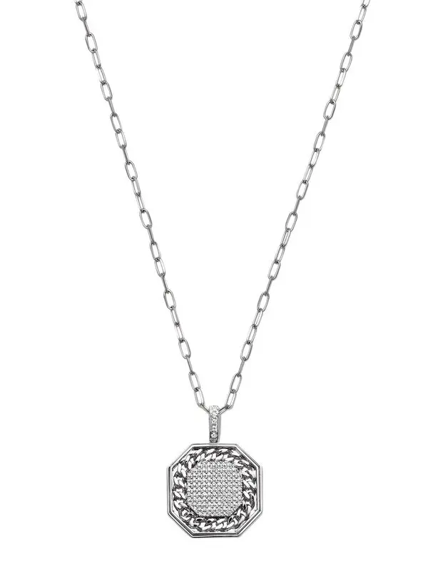 Shay 18k White Gold Link Diamond Pendant Necklace - Silver
