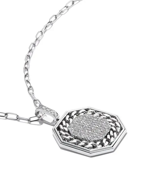 Shay 18k White Gold Link Diamond Pendant Necklace