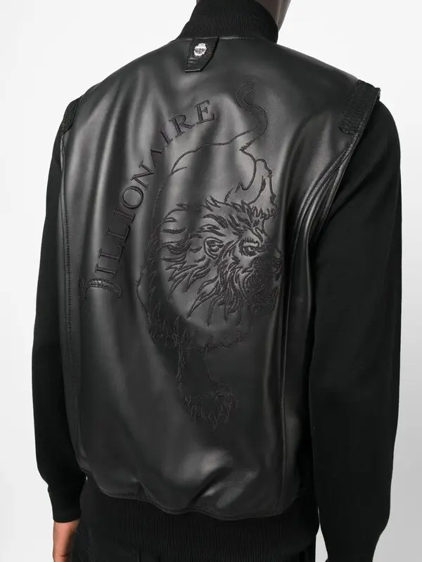 BILLIONAIRE Embroidered Leather Vest