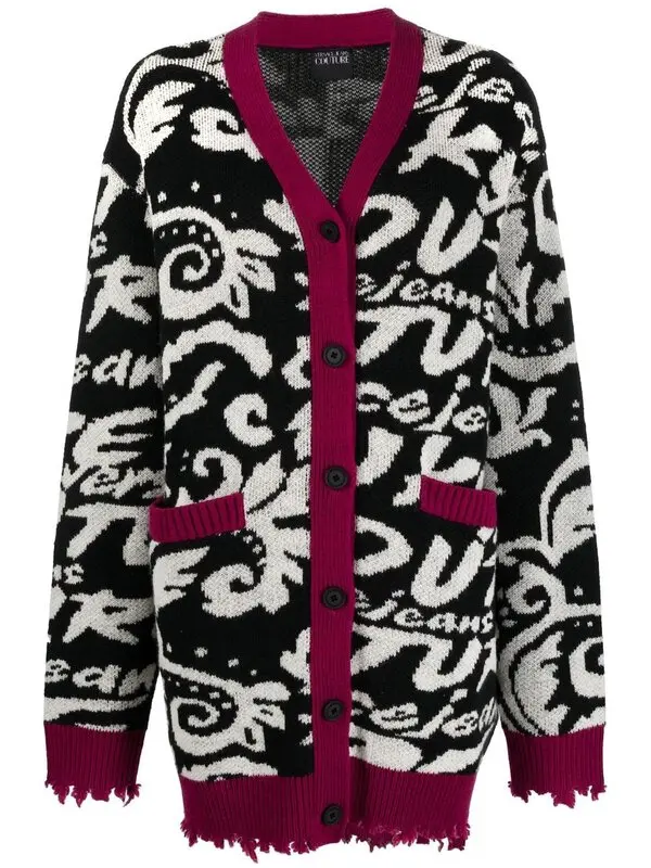 Versace Intarsia Knit Cardigan