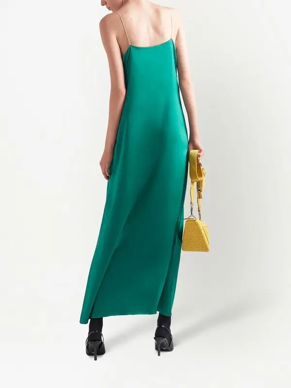 Prada Lace-Trimmed Silk Dress - F077u Emerald | Editorialist