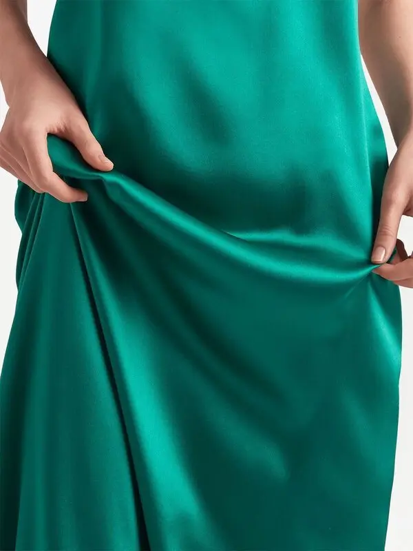 Prada Lace-Trimmed Silk Dress - F077u Emerald | Editorialist