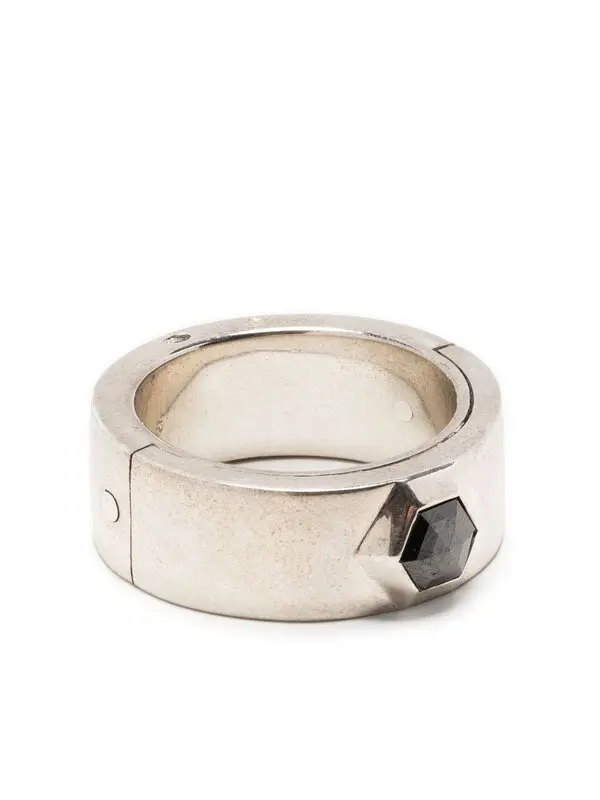 PARTS OF FOUR Sistema Black Diamond Ring - Silver