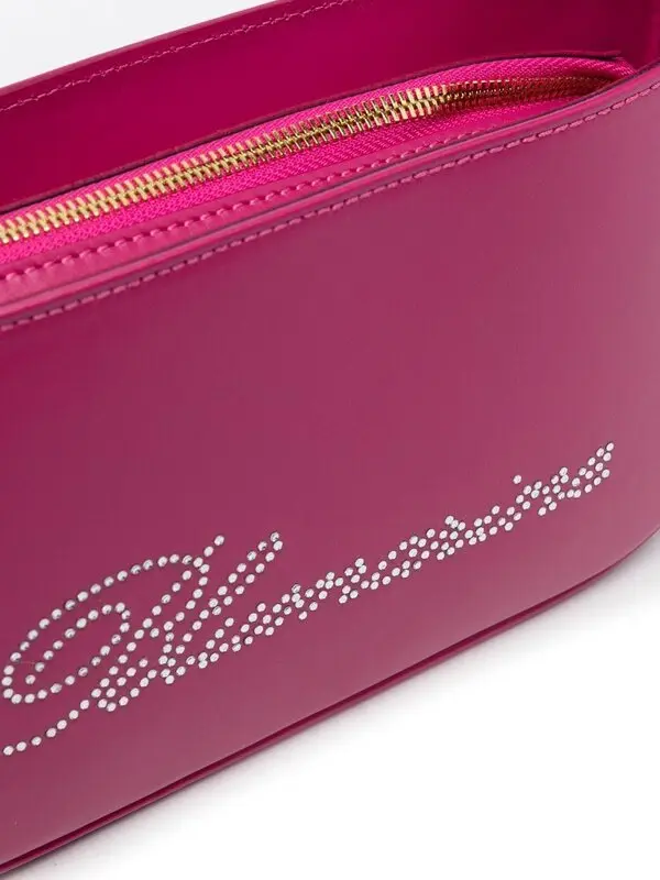Blumarine Rhinestone-logo Leather Shoulder Bag - Pink