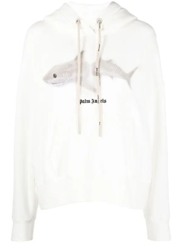 Palm Angels Graphic-print Cotton Hoodie - White
